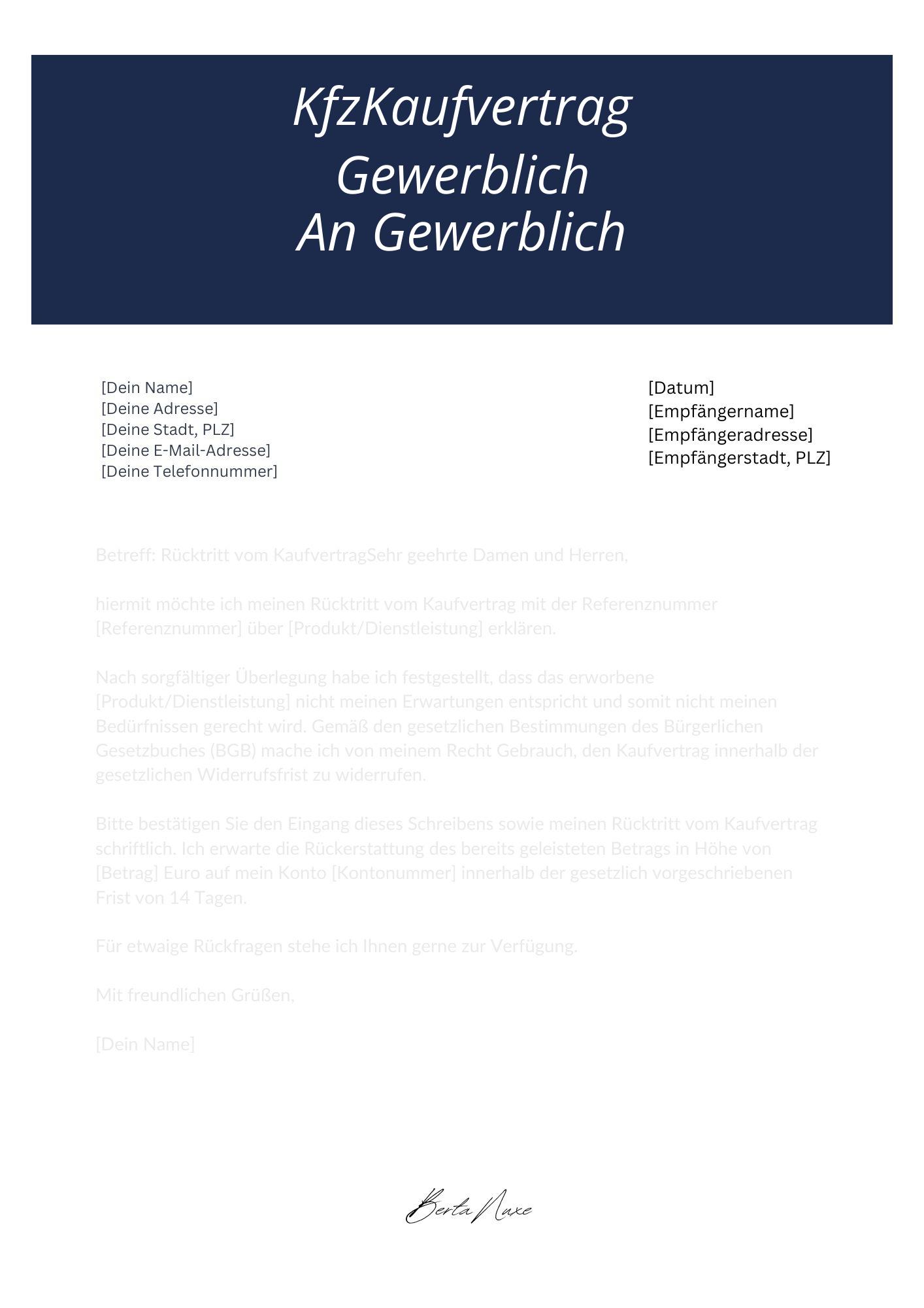 Kfz-Kaufvertrag Gewerblich An Gewerblich Word